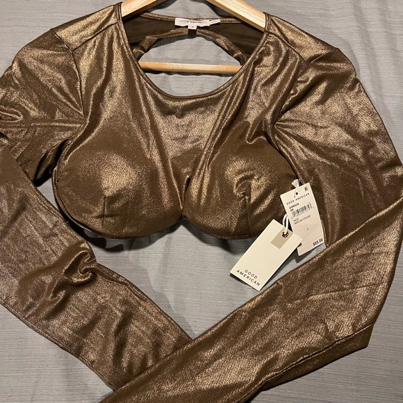 Good American | Tops | Good American Sheer Mesh Underwire Long Sleeve ...